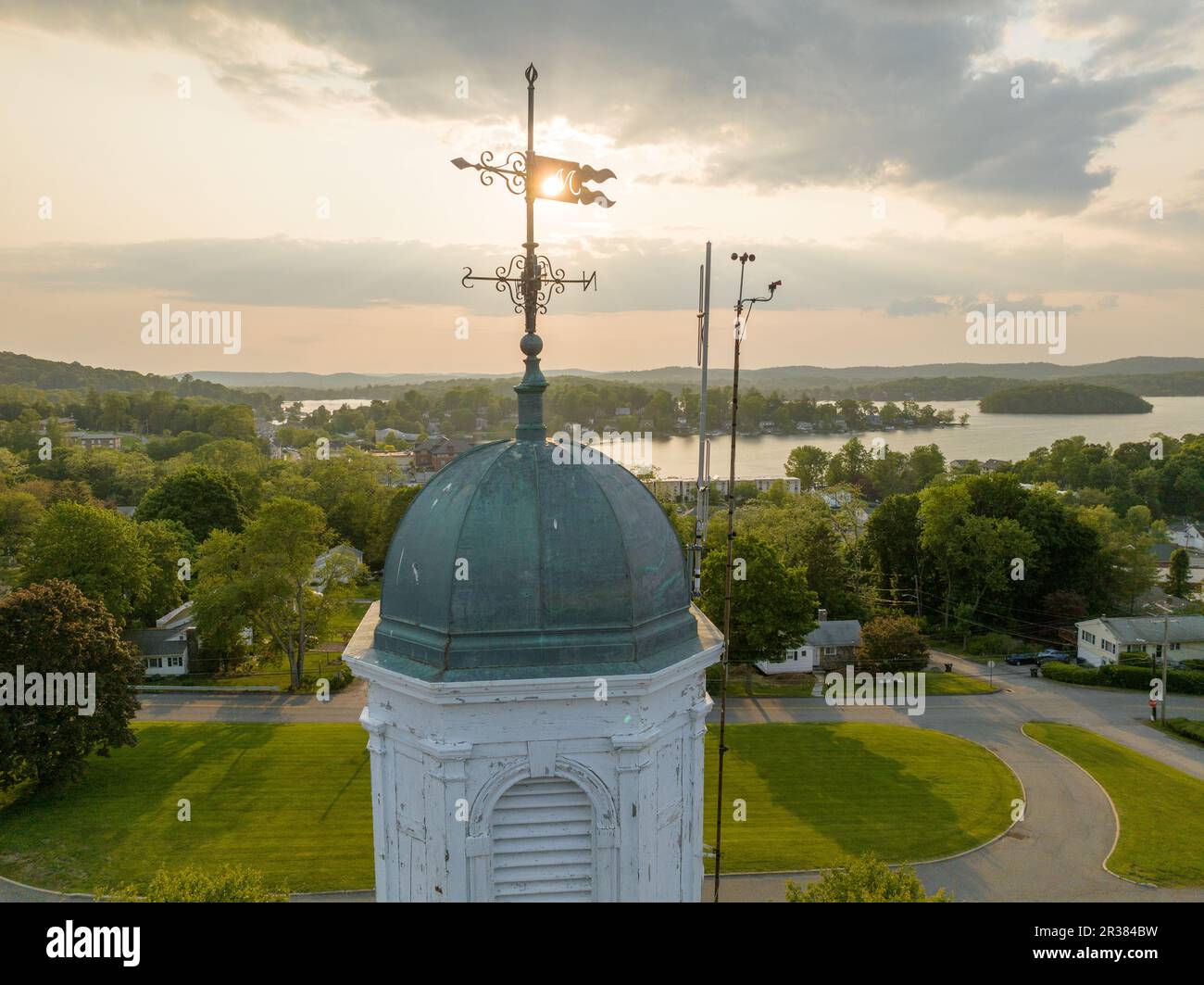 Late afternoon aerial photo of Lake Mahopac located in Town of Carmel ...