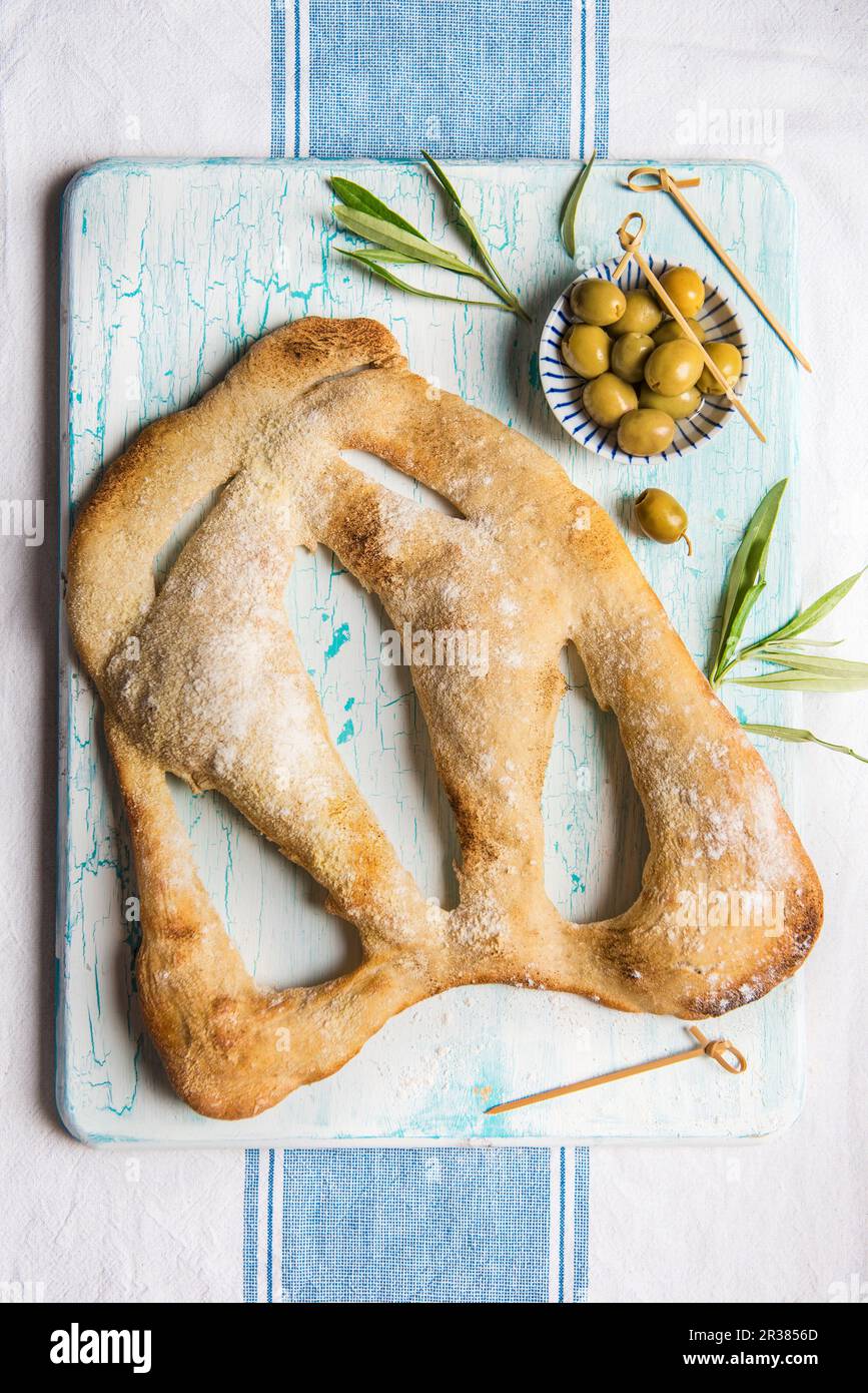 Olive fougasse bread hi-res stock photography and images - Alamy