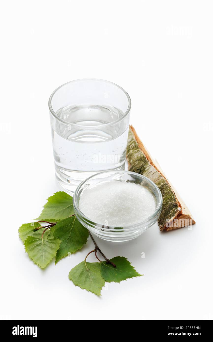 Birch sugar and birch water Stock Photo - Alamy