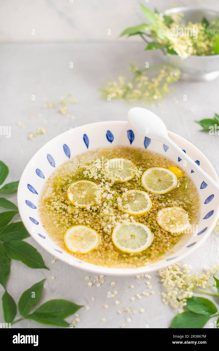 Elderflower cordial in making Stock Photo - Alamy