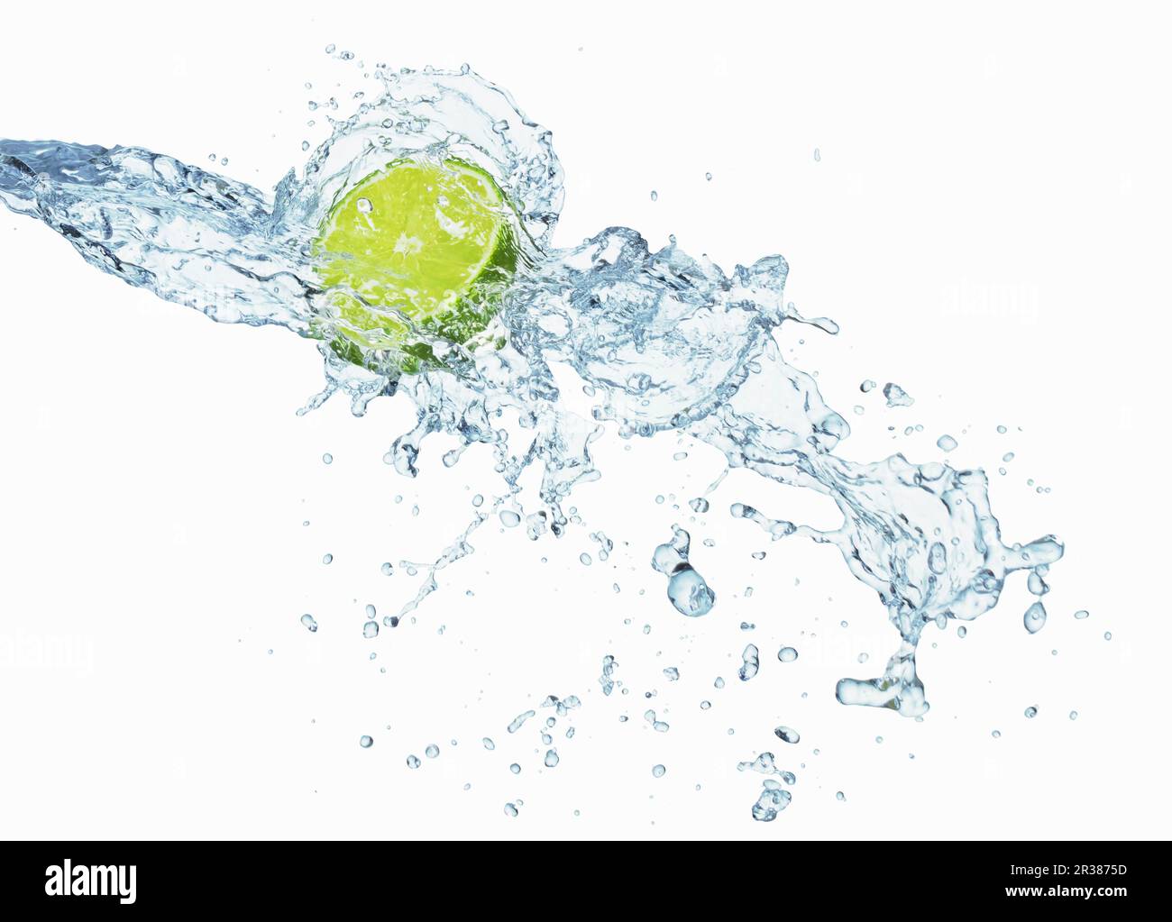 Lime with waterplash Stock Photo - Alamy