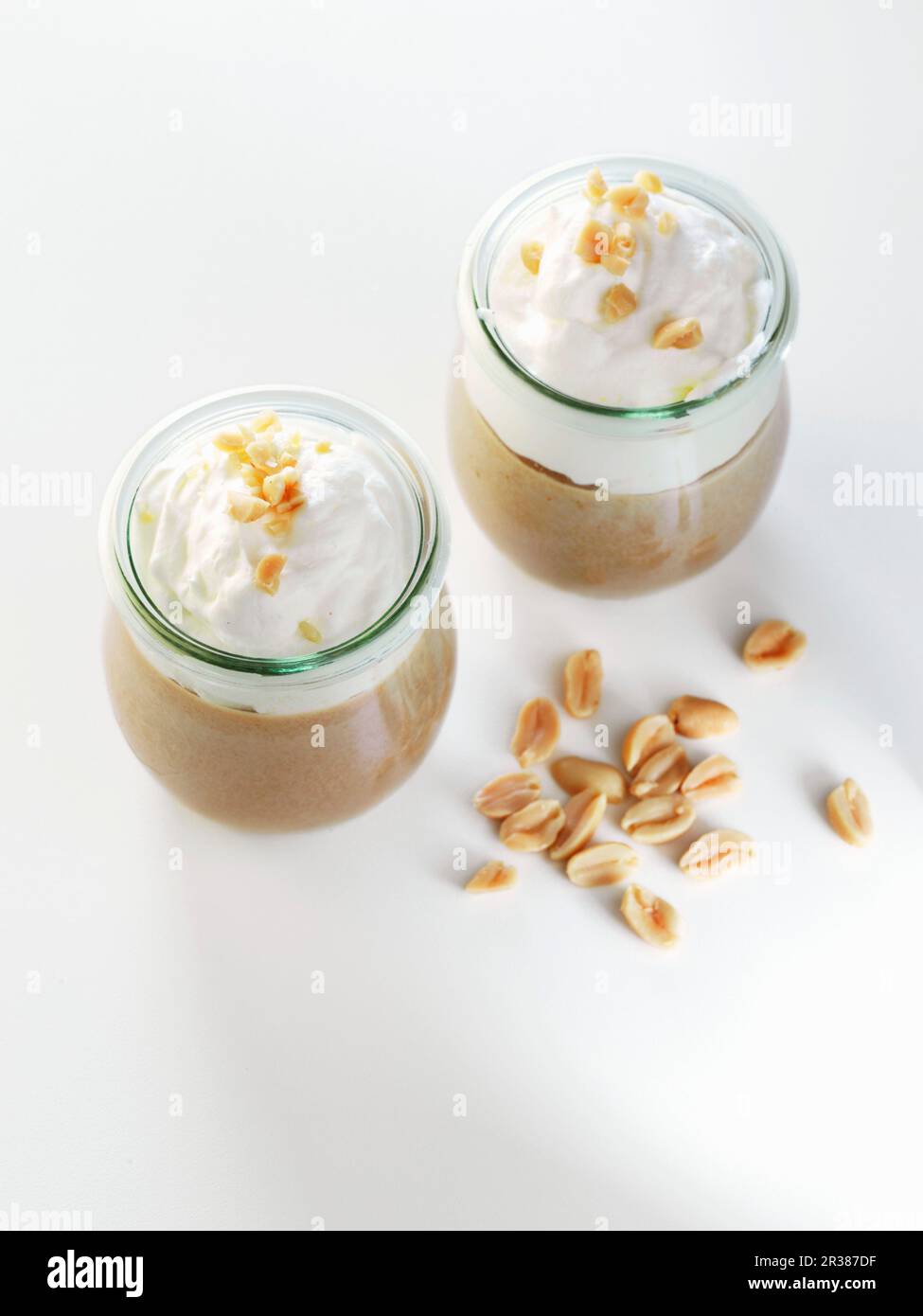 Peanut cream in glasses Stock Photo - Alamy
