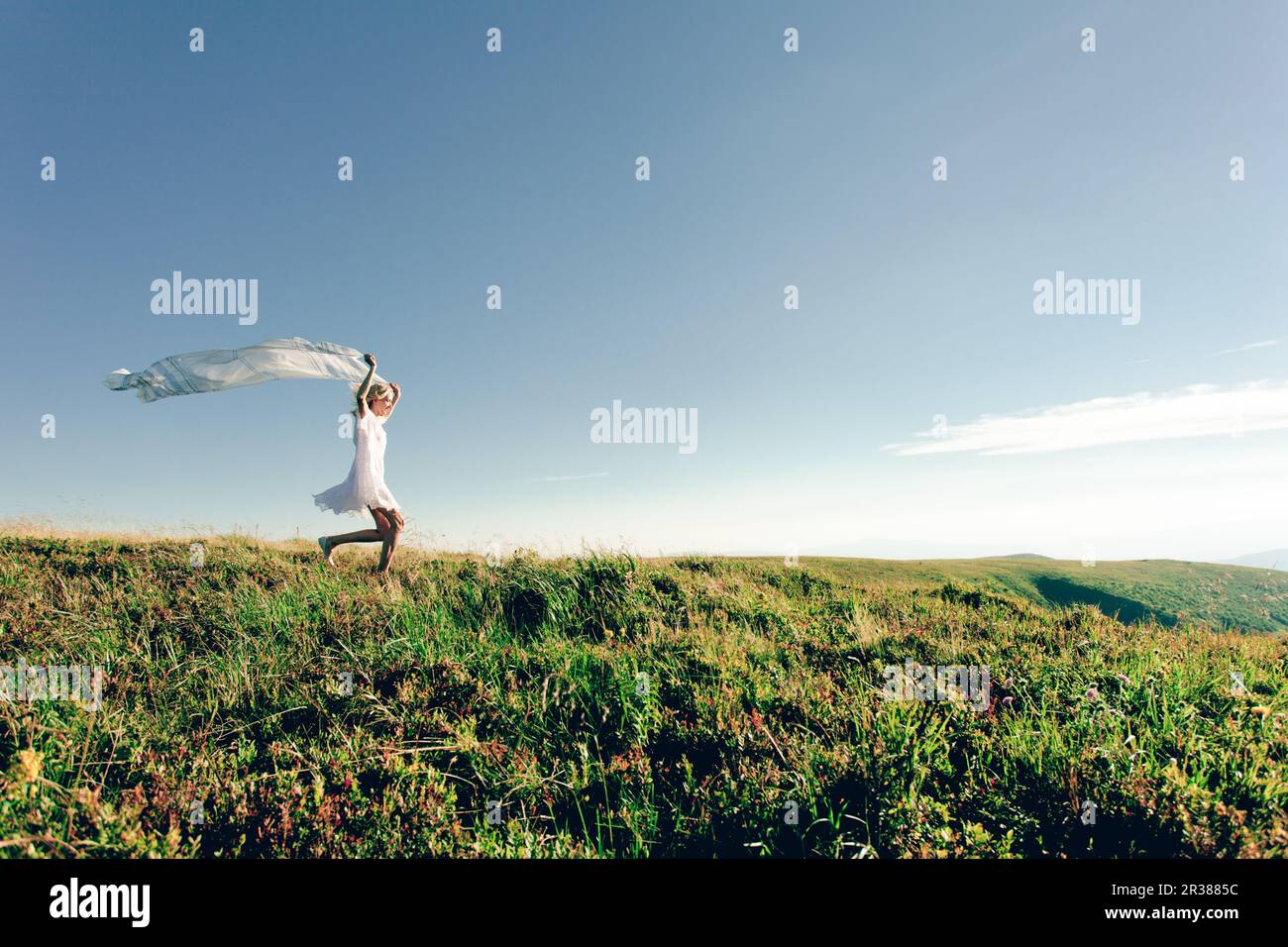 Unity of the girl with nature Stock Photo - Alamy