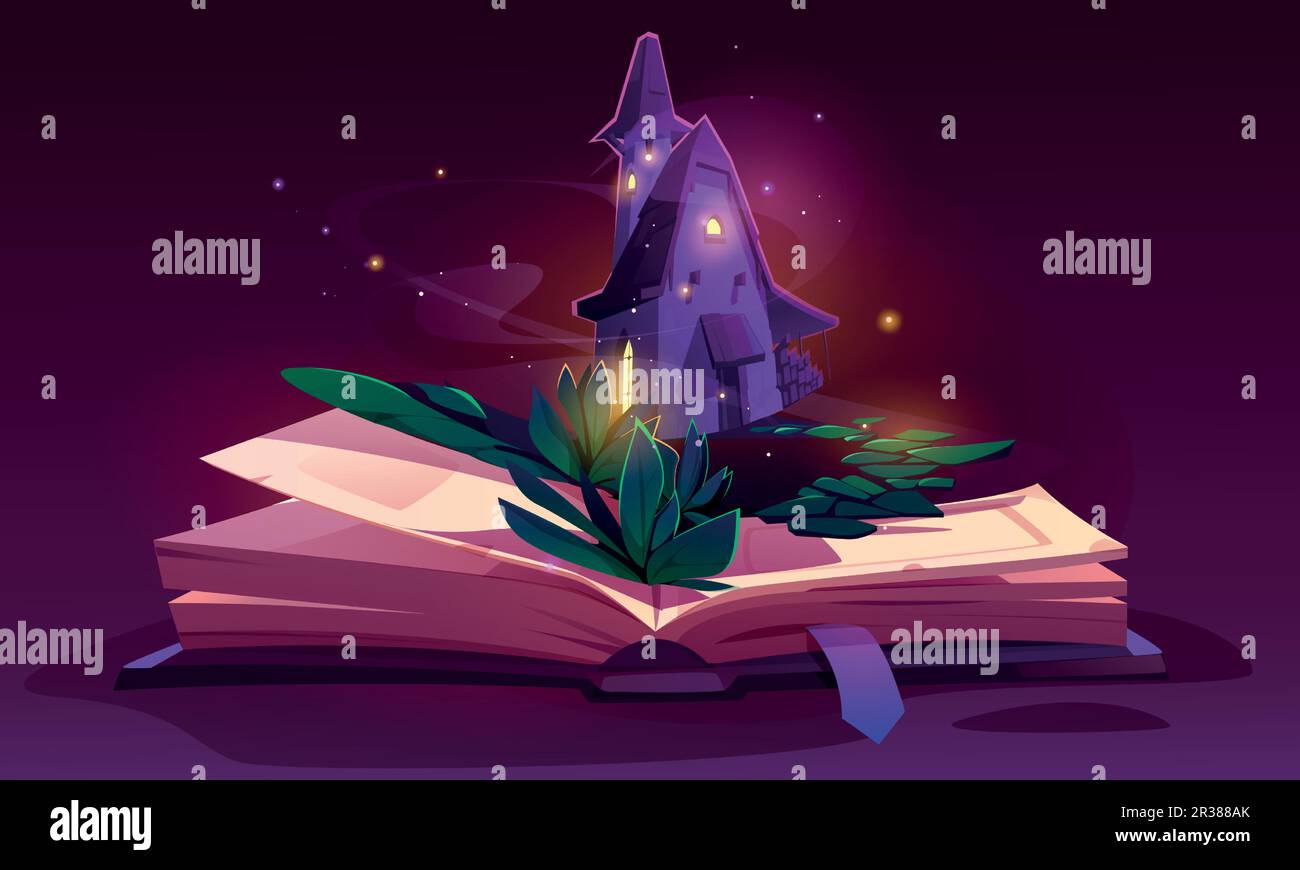 Open book of fairy adventure story to read kid vector magic ...