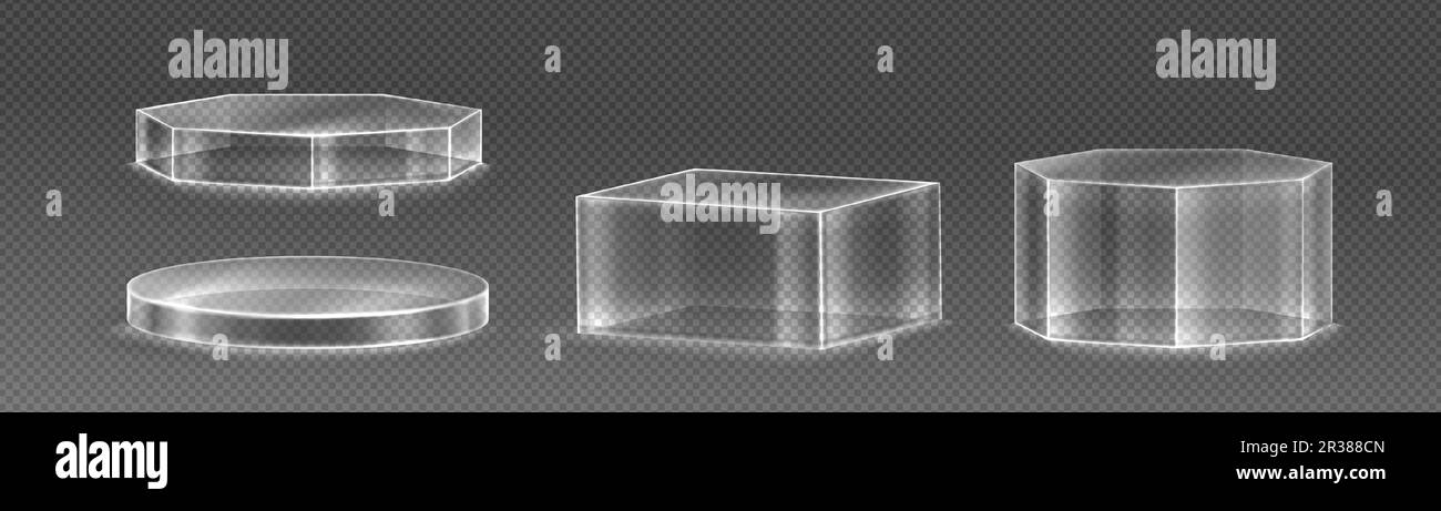 3d glass transparent clear stand podium display box isolated on ...