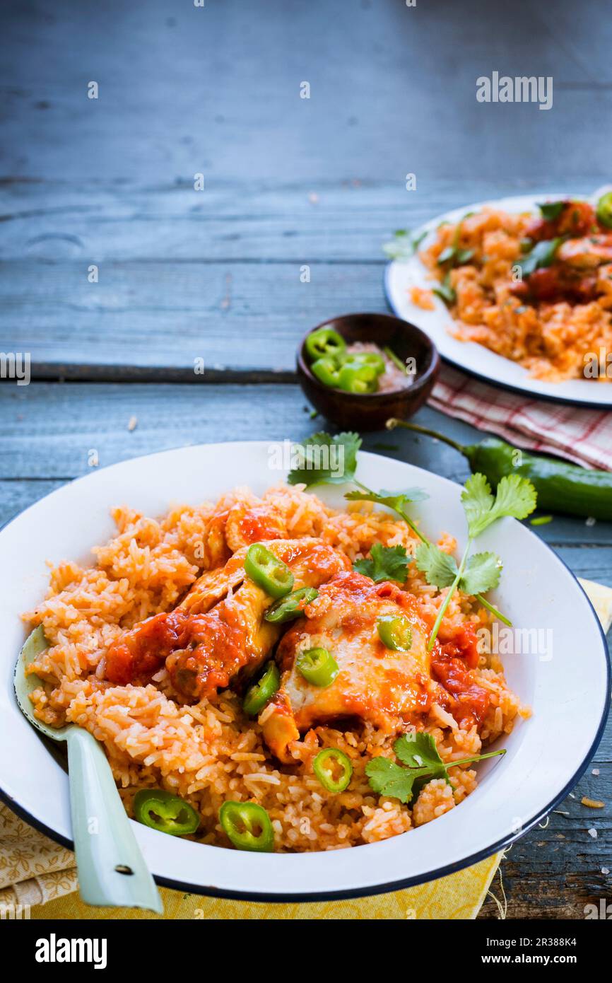 Mexican chicken with rice Stock Photo - Alamy