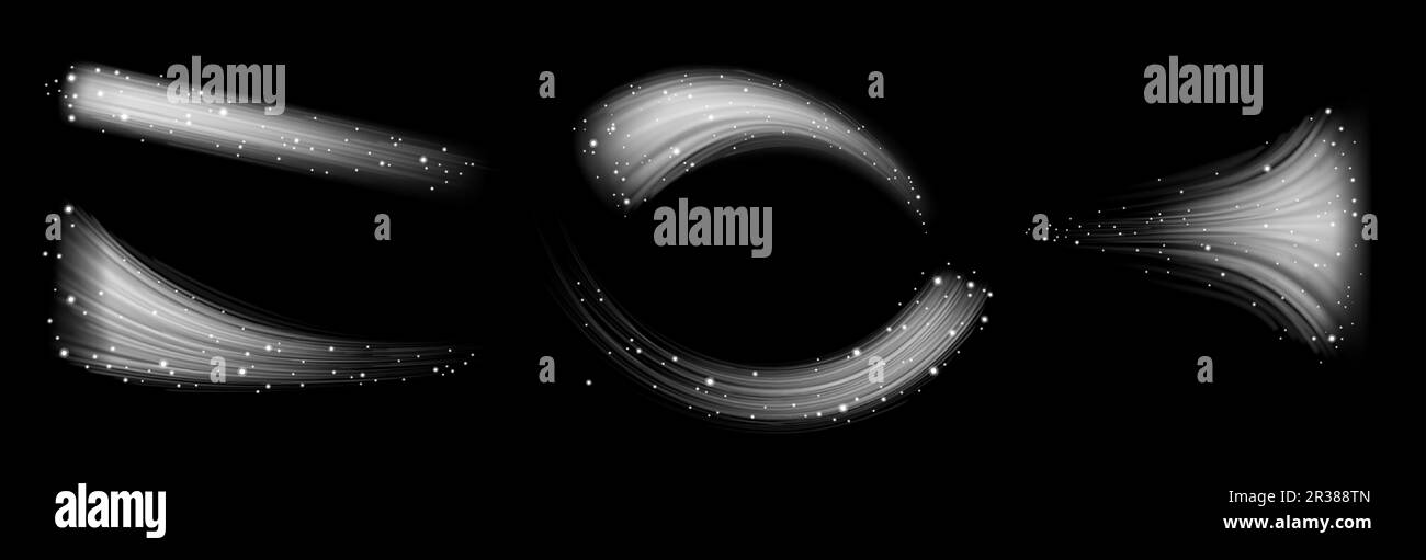 Realistic set of cold air flows isolated on black background. Vector ...