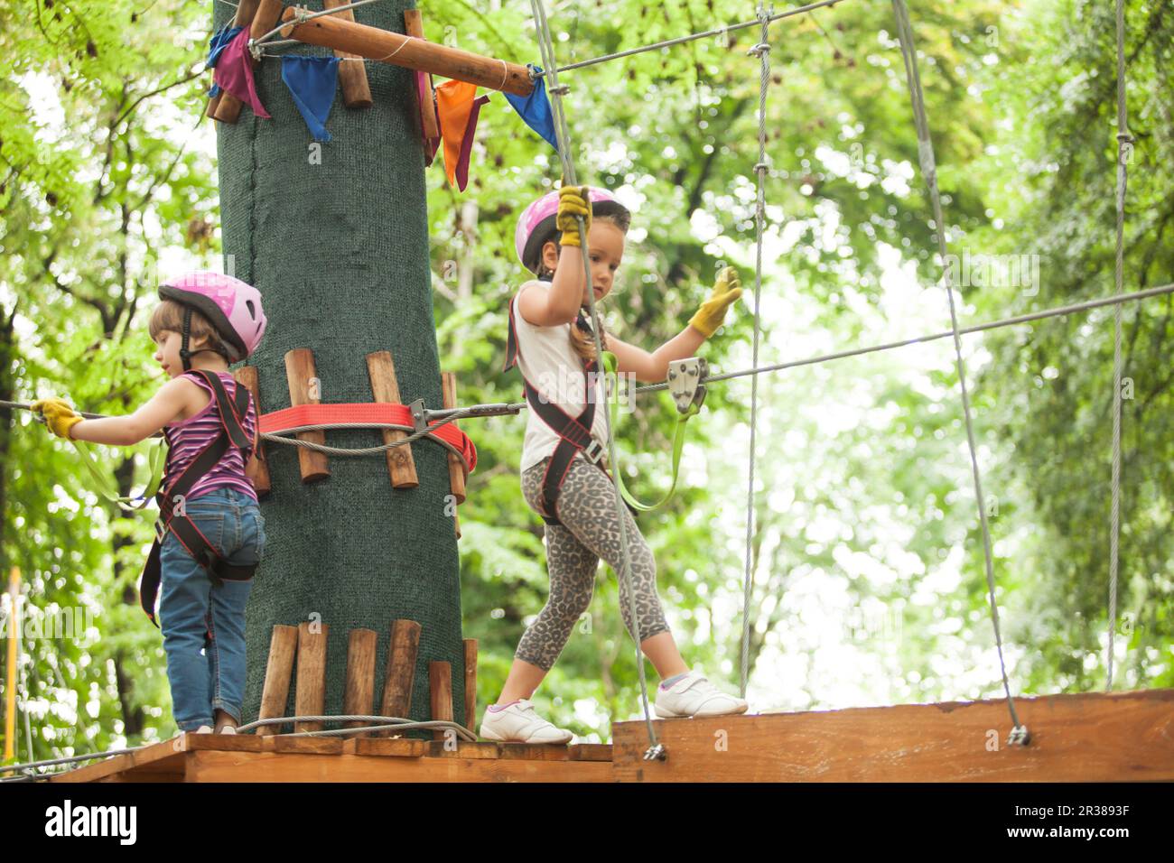 The obstacle course in adventure park Stock Photo - Alamy