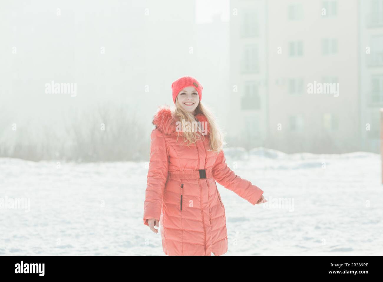 Red parka woman hi-res stock photography and images - Alamy