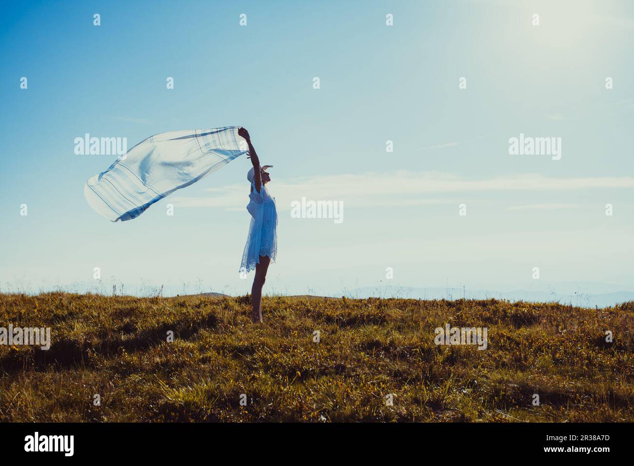 Unity of the girl with nature Stock Photo - Alamy