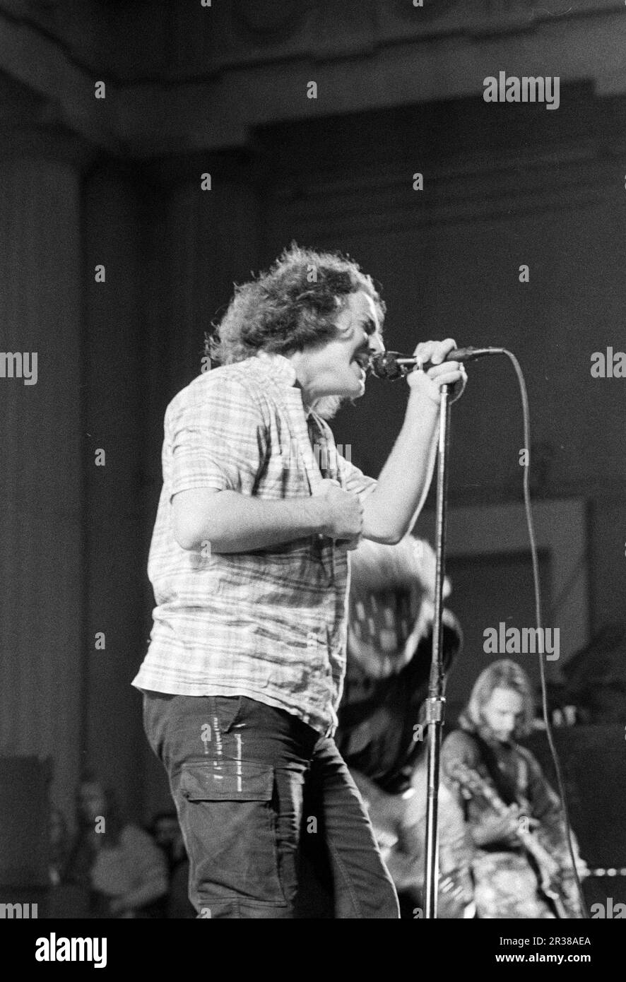 Eddie Vedder performing with Pearl Jam in Berkley, California in 1989 ...