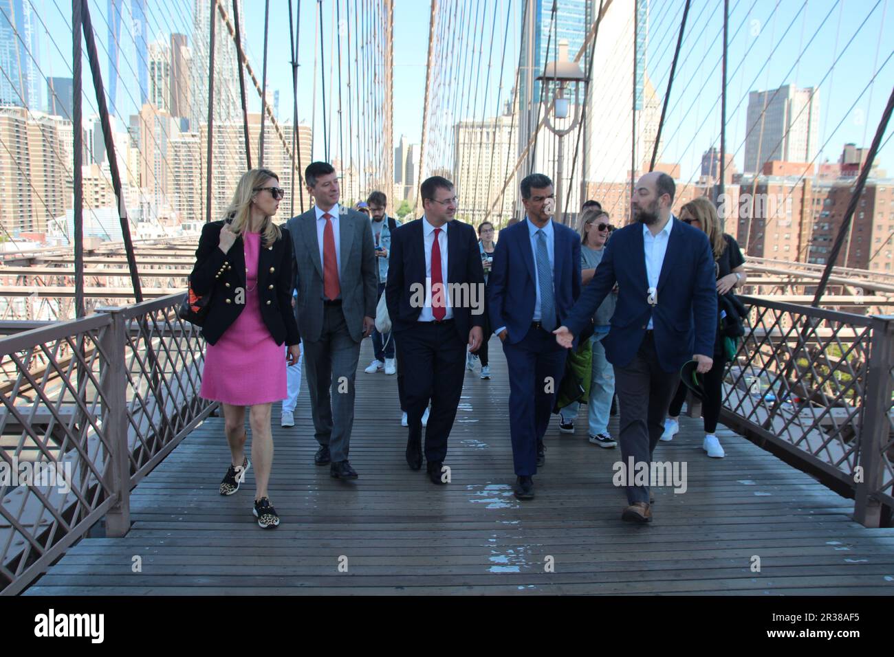 New York, USA. 17th May, 2023. David Gill (M, red tie), German Consul ...