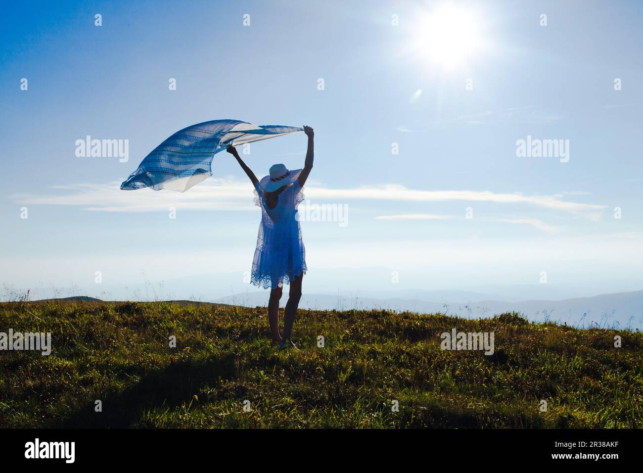 Unity of the girl with nature Stock Photo - Alamy