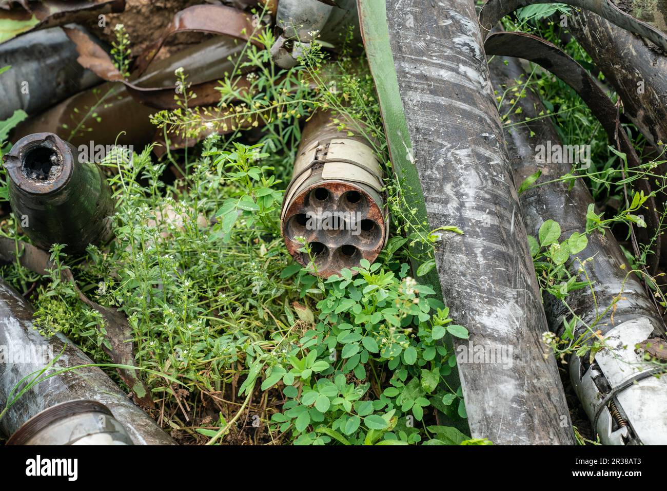 Remnants of shells and rockets used by Russian forces against Ukraine ...