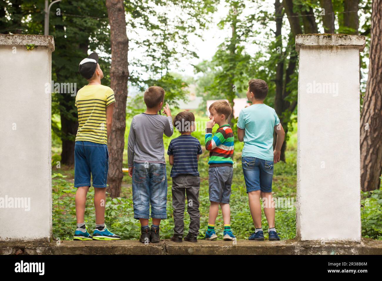 Group of guys in a row back view Stock Photo - Alamy