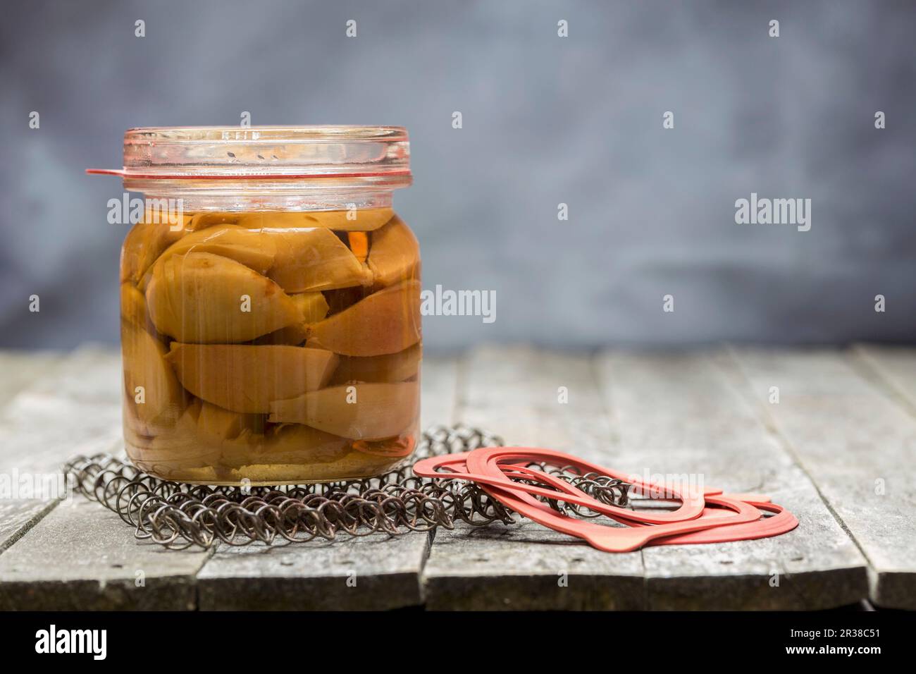 Preserved pears in a glass jar Stock Photo - Alamy