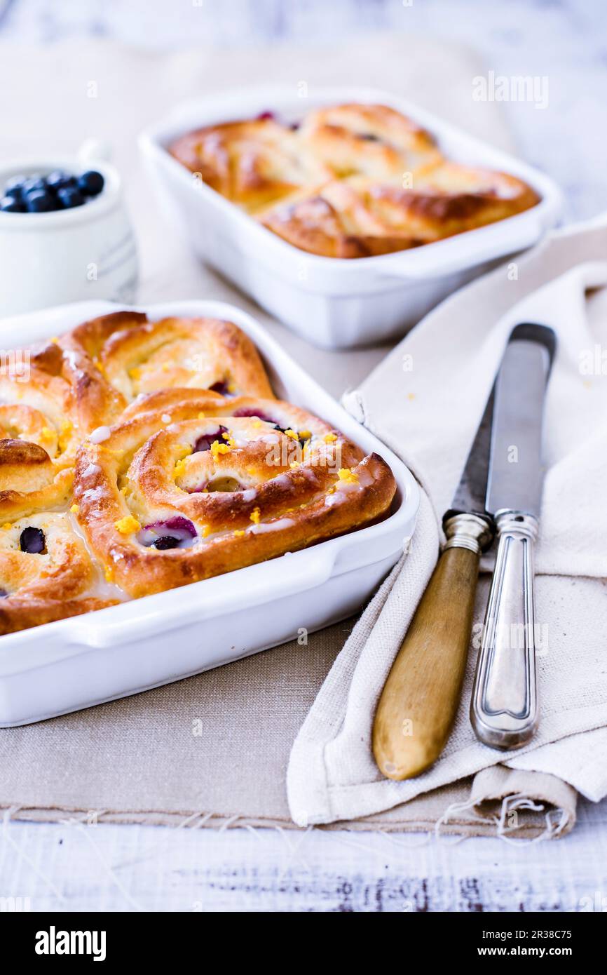 Orange and blueberry buns Stock Photo - Alamy
