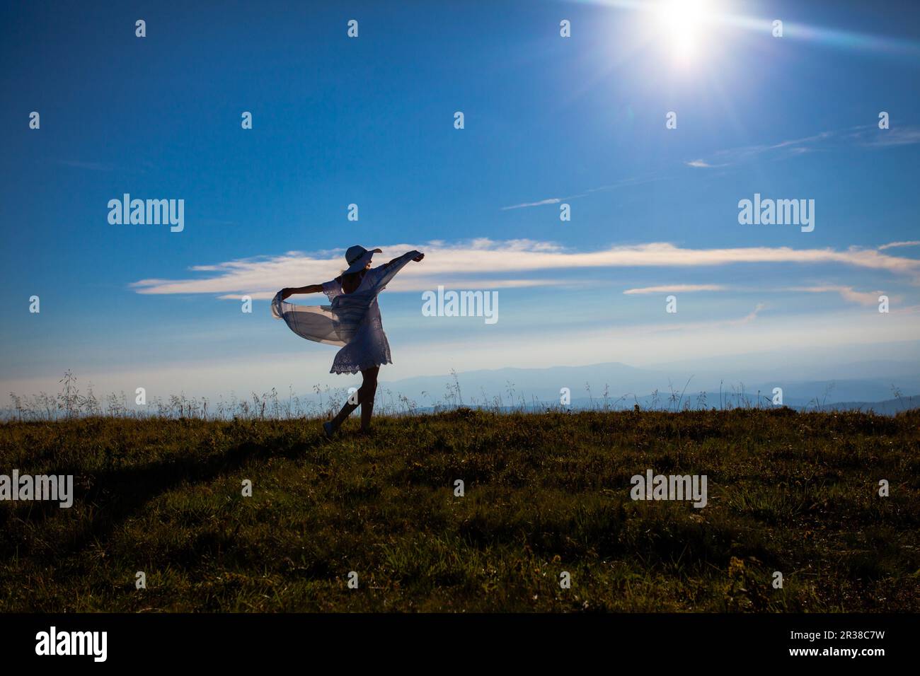 Unity of the girl with nature Stock Photo - Alamy