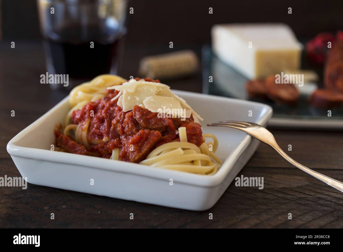 Ribbon pasta with tomato sauce Stock Photo - Alamy