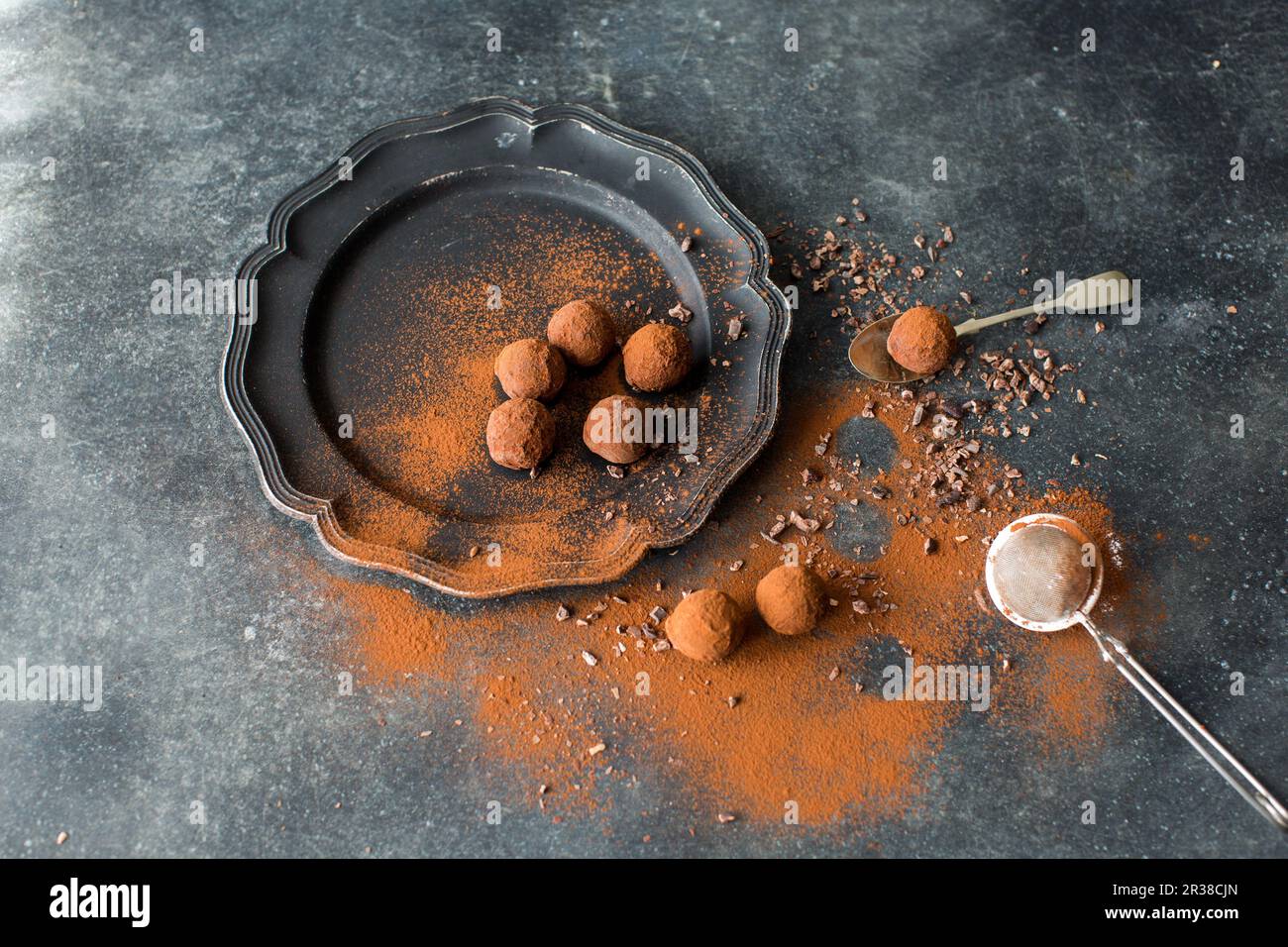 Chocolate Truffles Rolled in Cocoa Stock Photo - Alamy