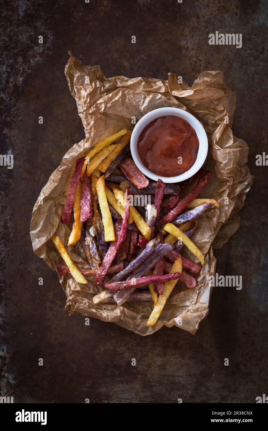 Oven baked colorful fries (seen from above Stock Photo - Alamy