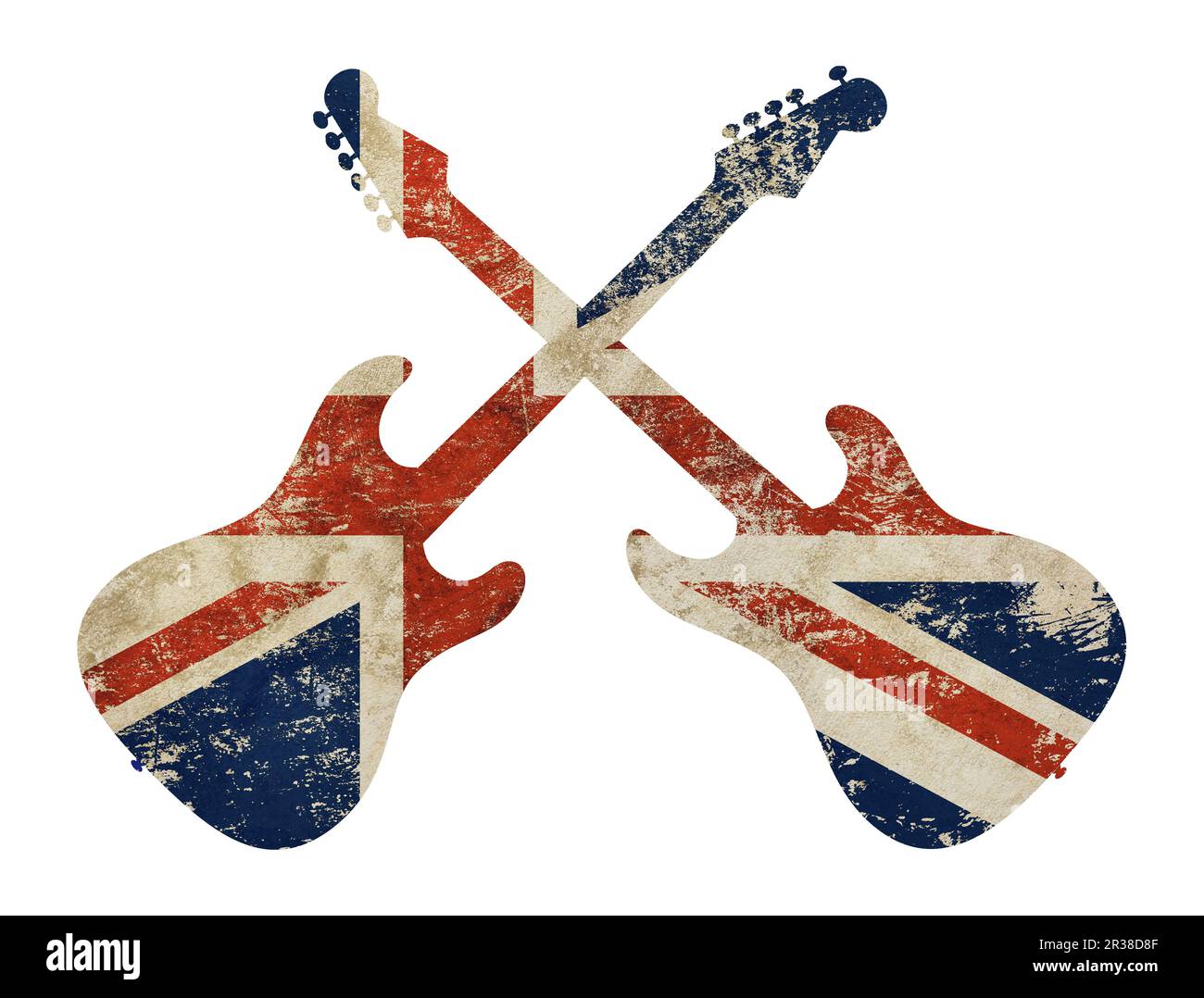 Guitar shaped grunge vintage UK Great Britain flag Stock Photo - Alamy