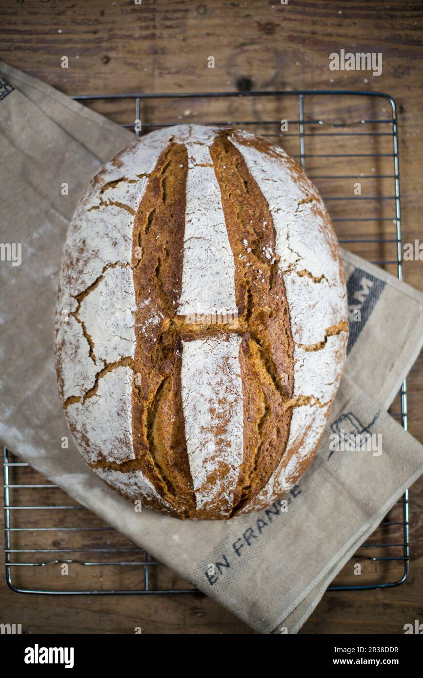 Sourdough bread on a linen cloth Stock Photo - Alamy