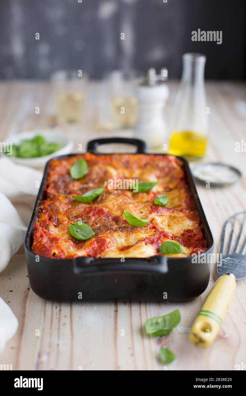 Baked spinach and ricotta ravioli Stock Photo - Alamy