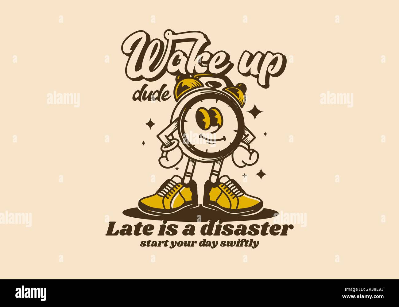 Vintage mascot character design of alarm clock Stock Vector Image & Art ...