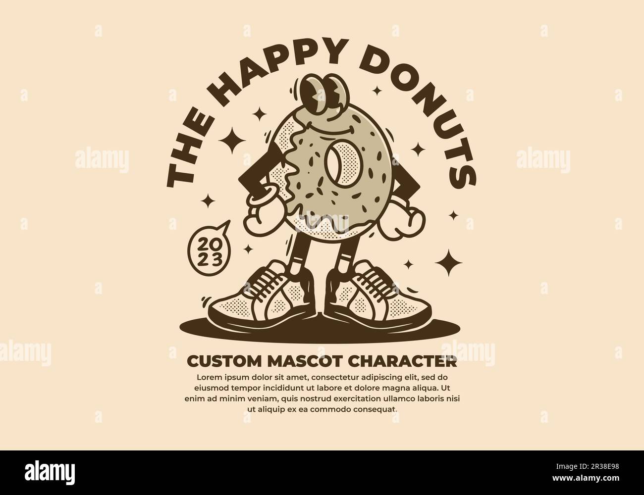 Vintage mascot character design of donuts Stock Vector Image & Art - Alamy