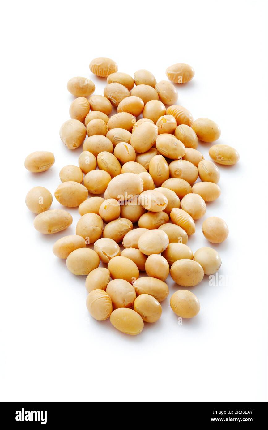 Soya beans on a white surface Stock Photo - Alamy