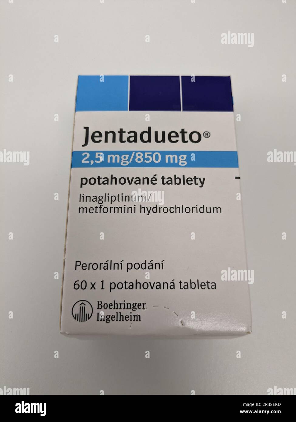 Prague, Czech Republic - July 10 2024: JENTADUETO box of medication ...