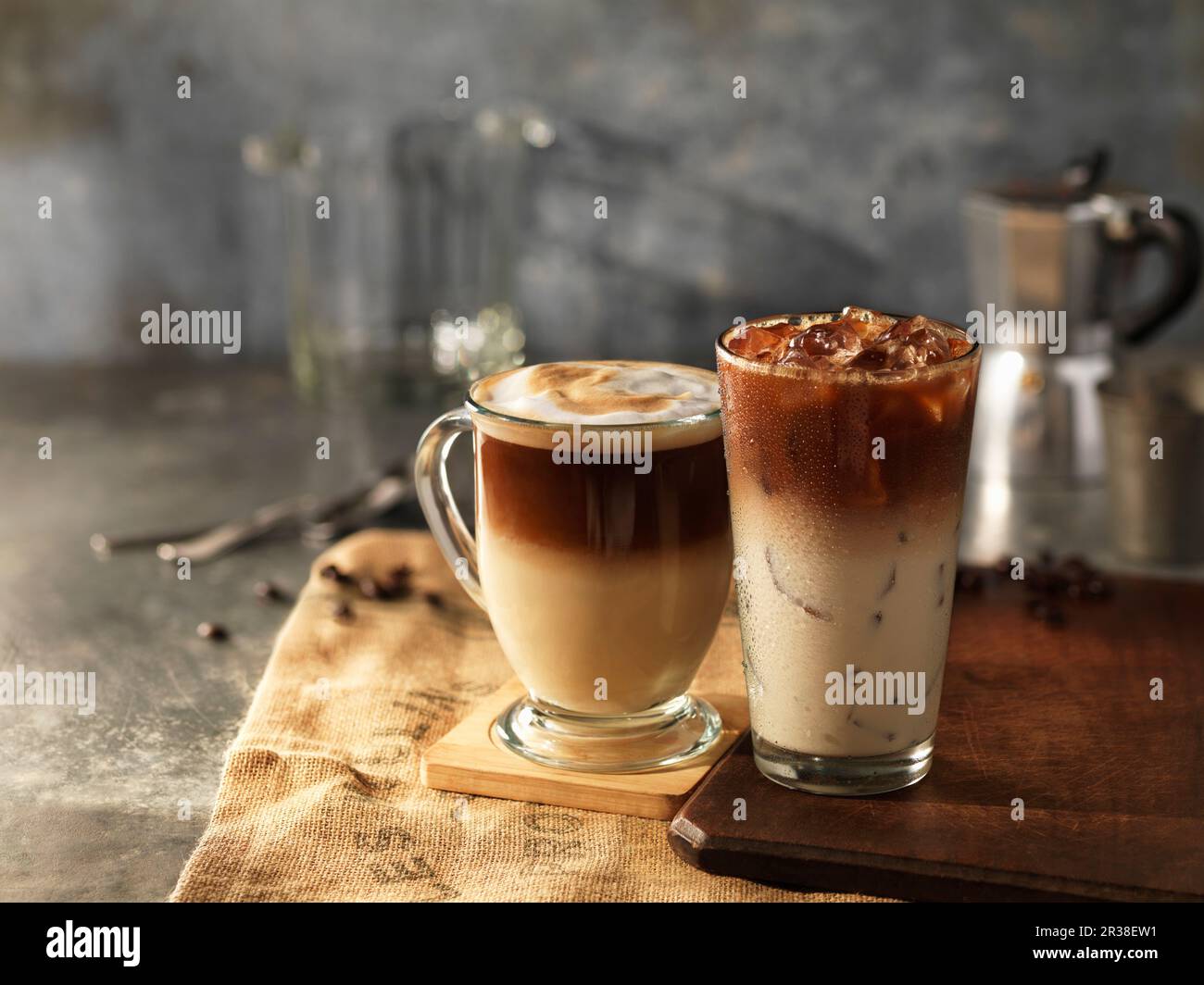 Two coffee drinks Stock Photo - Alamy