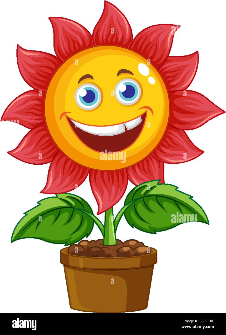 Cute flower in pot with smiley face illustration Stock Vector Image ...
