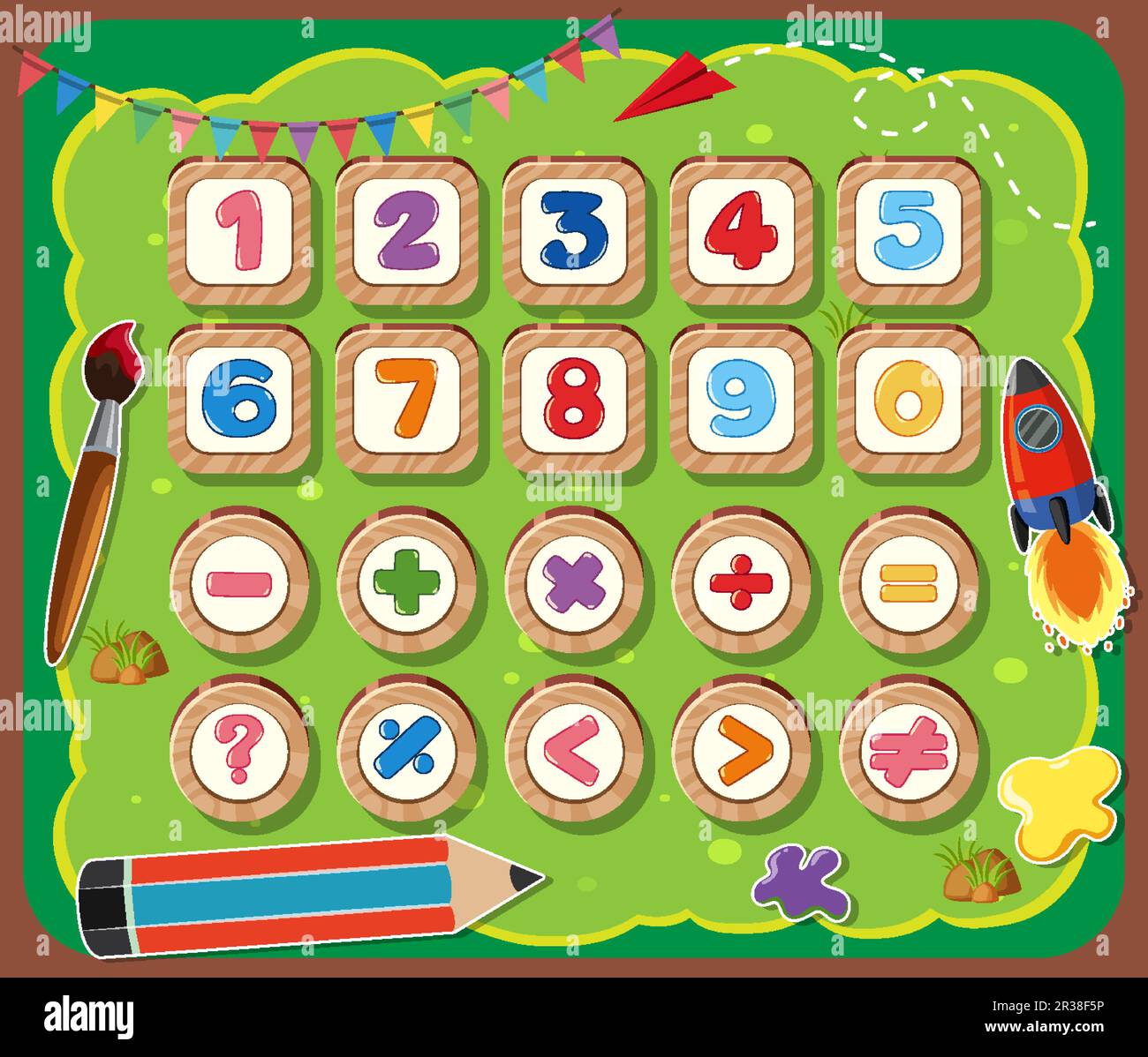 Fun Numbers and Symbols for Children illustration Stock Vector Image ...