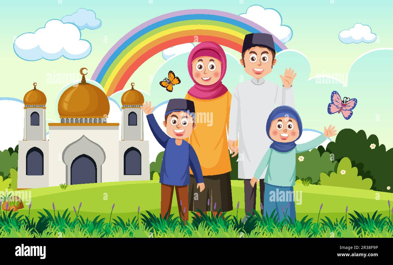 Muslim Family Cartoon Characters illustration Stock Vector Image & Art ...