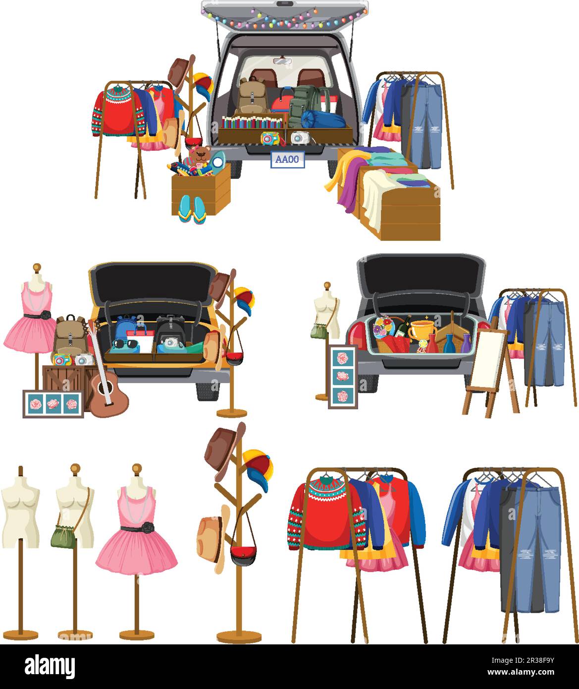 Set of flea market and shop element illustration Stock Vector Image ...