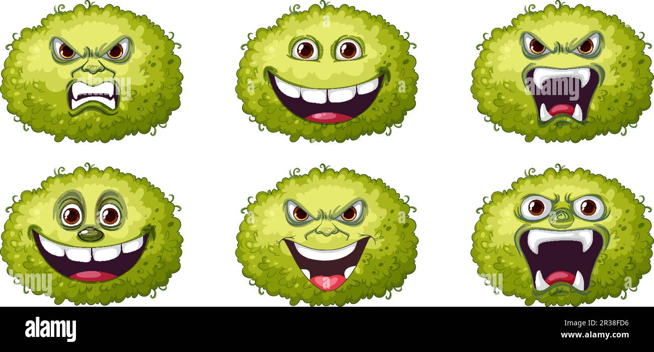 Set of bush with facial expression illustration Stock Vector Image ...