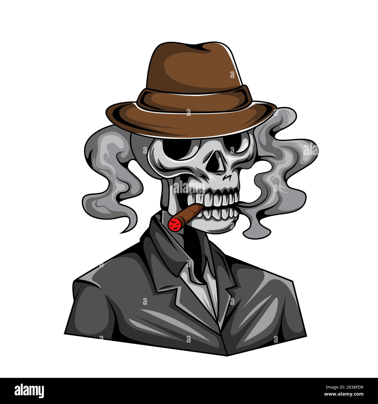 Illustration of mafia human skull mascot character with Stock Vector ...