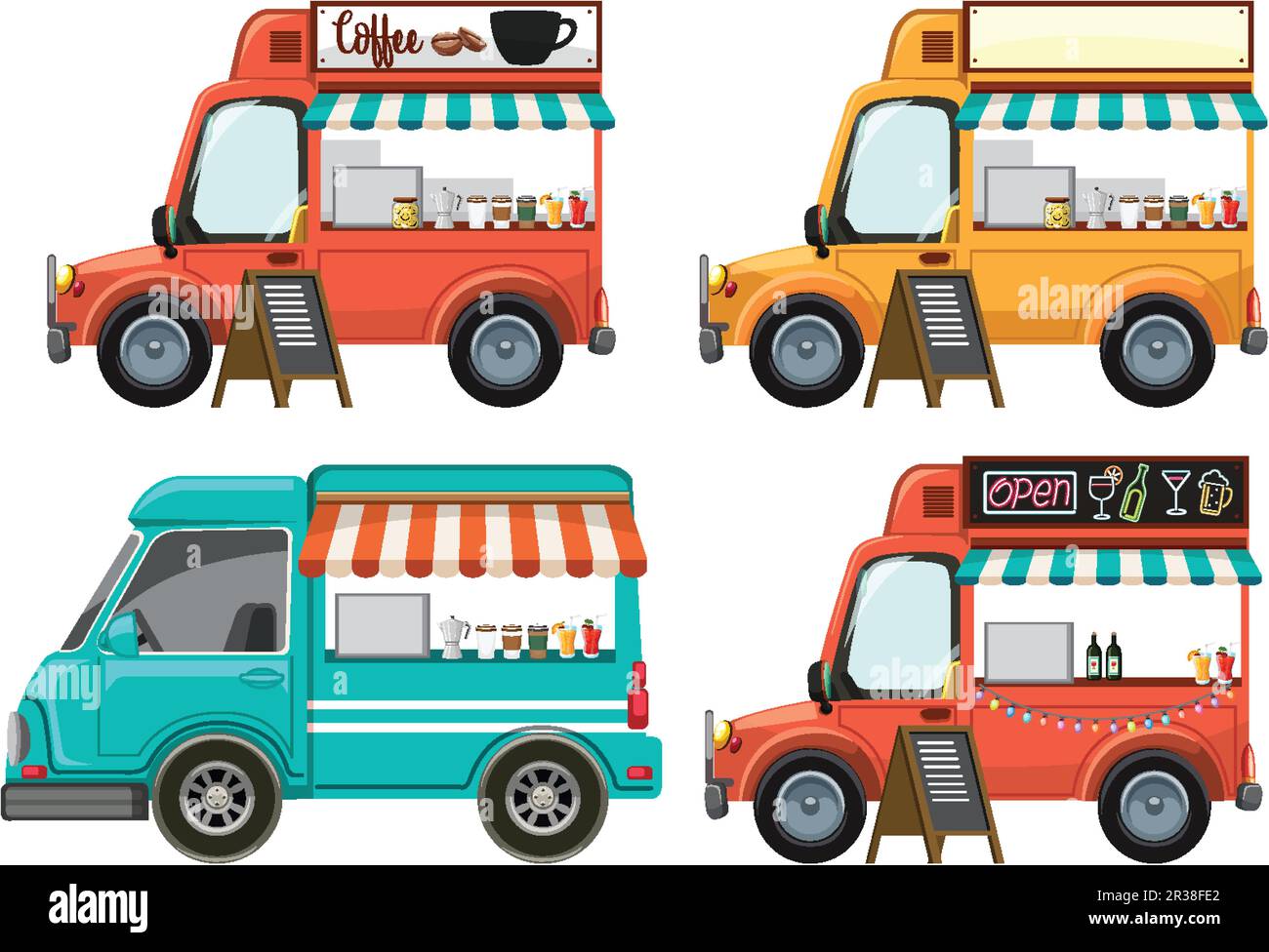Set of food truck cartoon illustration Stock Vector Image & Art - Alamy
