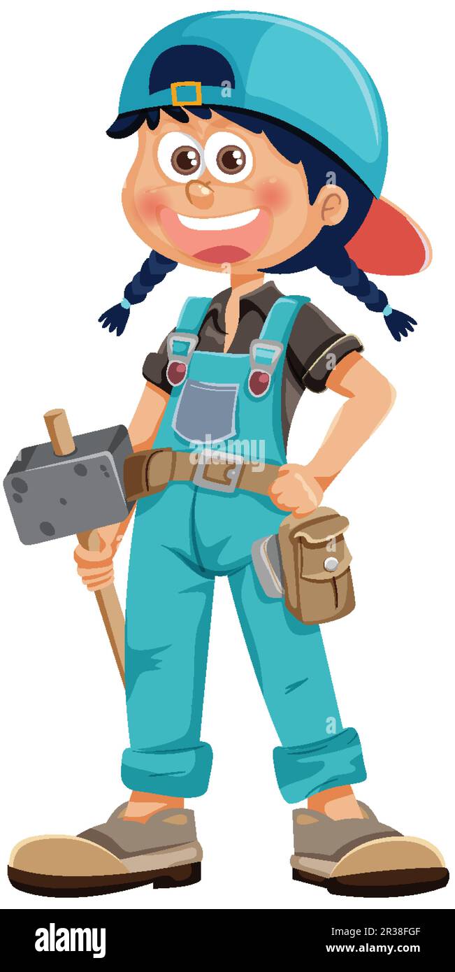 Maintenance girl cartoon character illustration Stock Vector Image ...