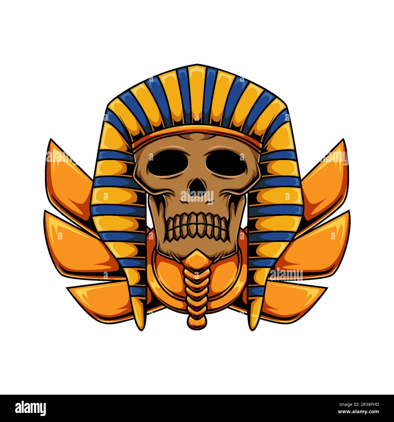 Illustration of golden pharaoh Egypt human skull mascot character Stock ...