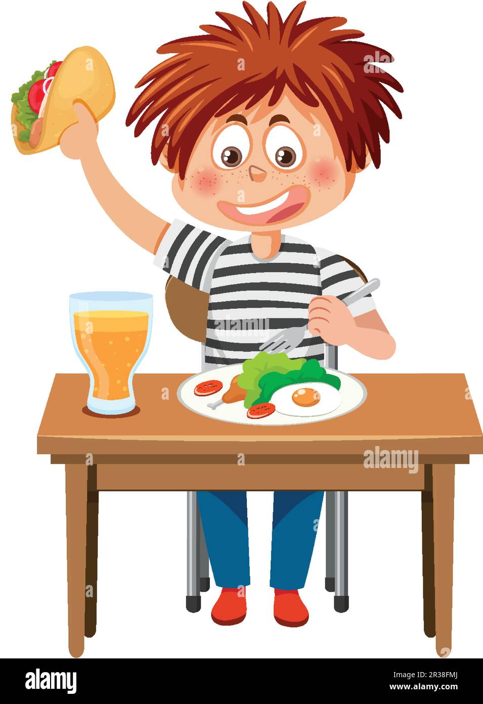 Boy eating healthy breakfast illustration Stock Vector Image & Art - Alamy