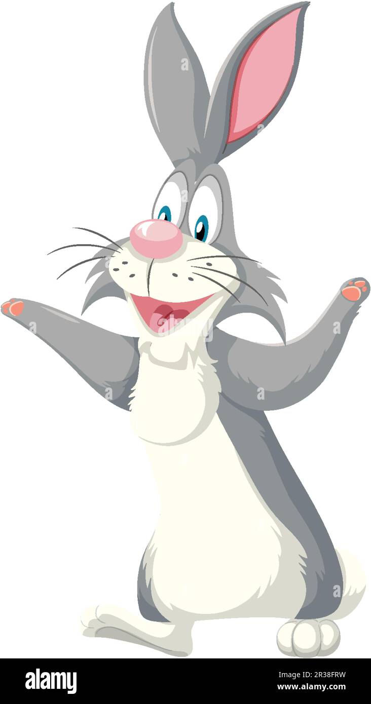 Cute playful rabbit cartoon character illustration Stock Vector Image ...