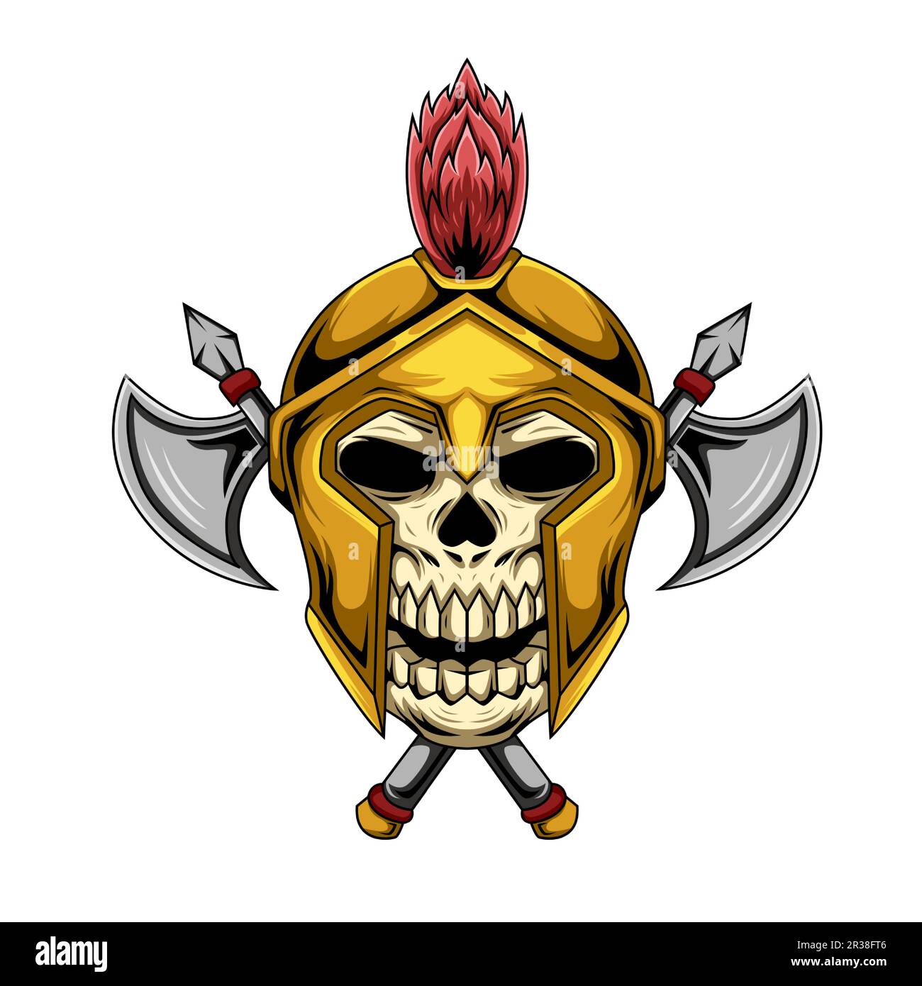 Illustration of gladiator human skull mascot character with crossed ...