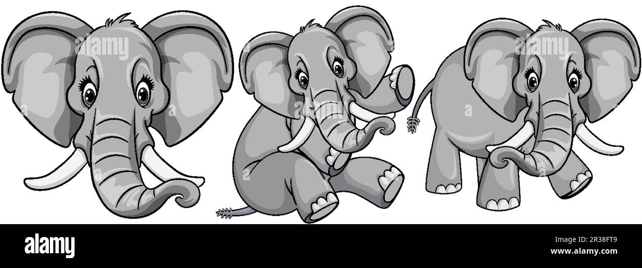 Set of cute elephant cartoon illustration Stock Vector Image & Art - Alamy