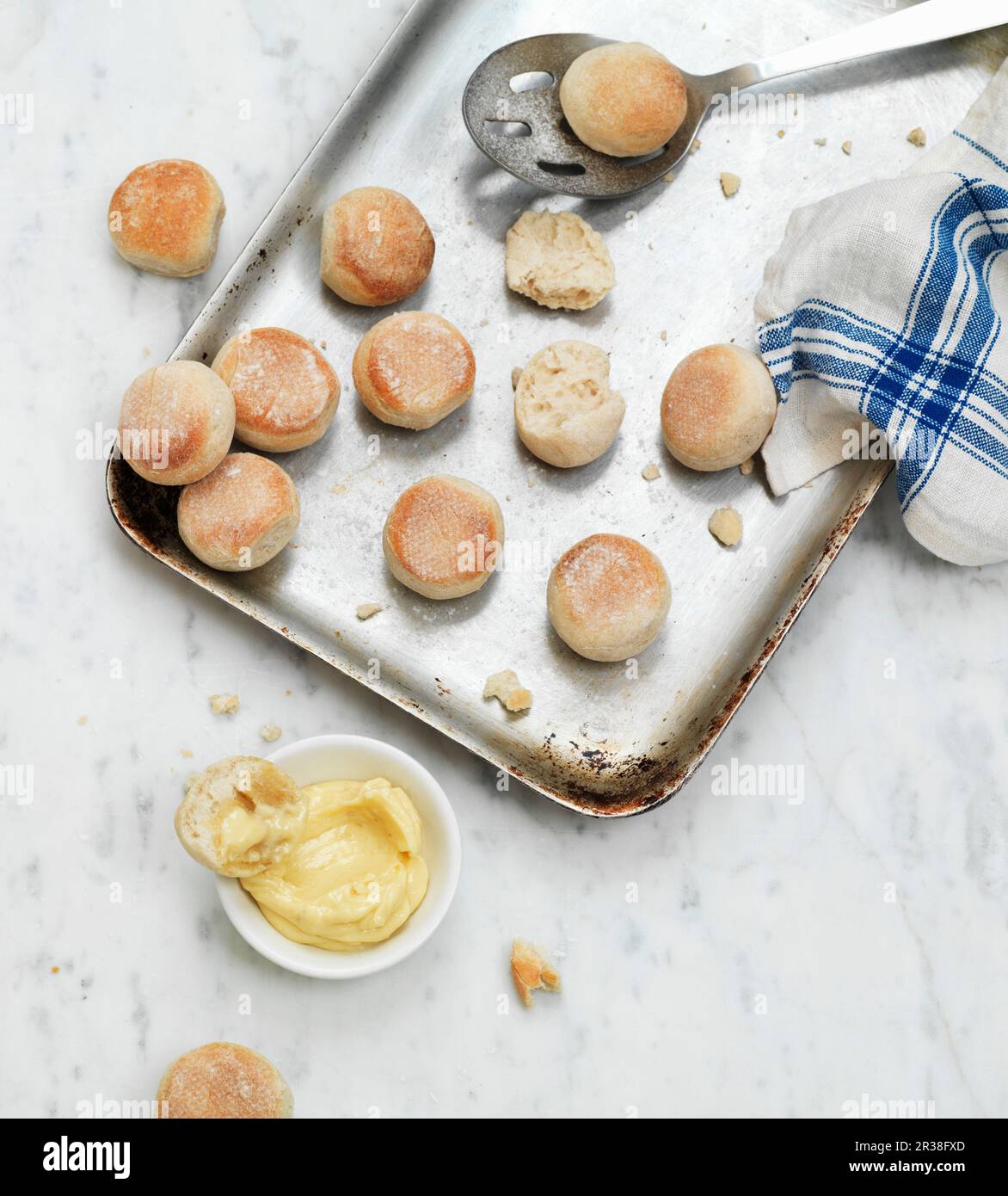 Mini bread rolls with butter Stock Photo - Alamy