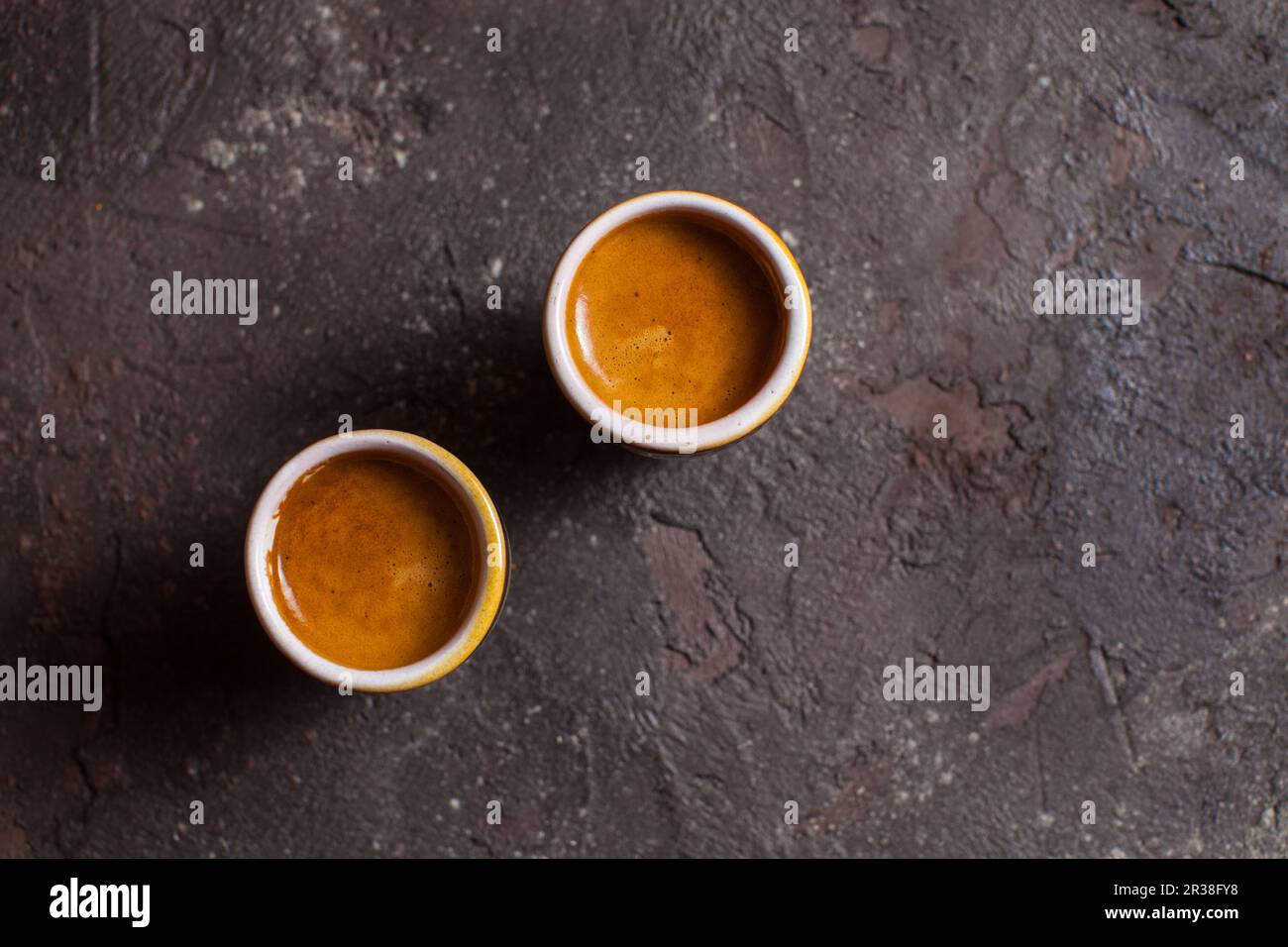 Two cups fresh espresso hi-res stock photography and images - Alamy