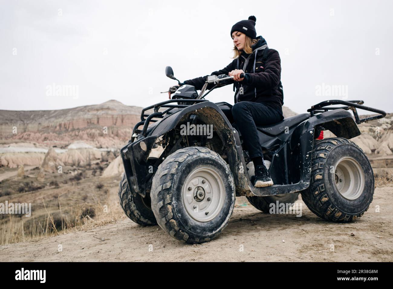 Tourists at ATV tour in Cappadocia. Turkey in winter. High quality ...