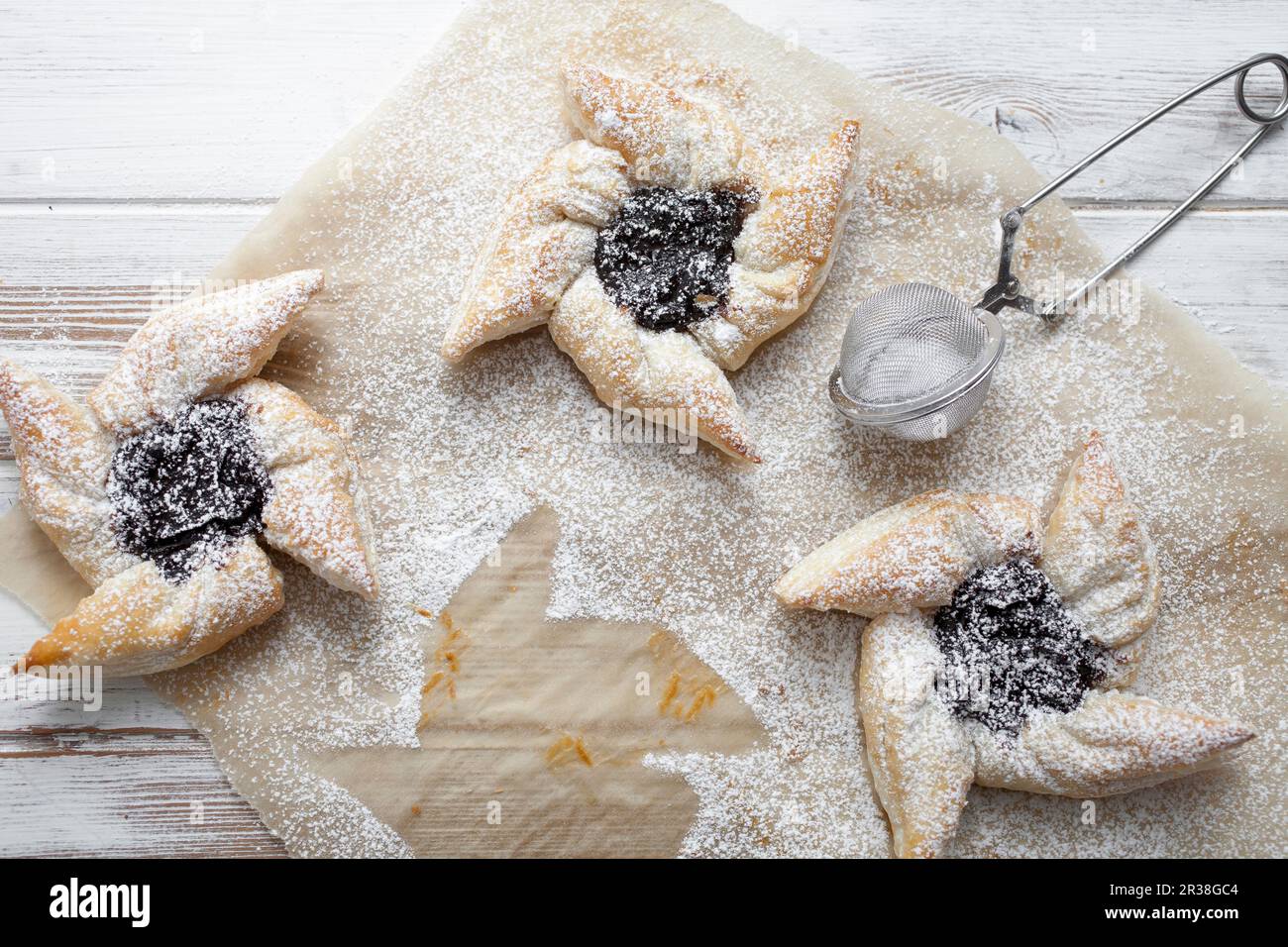 Traditional finnish Christmas stars, made from puff pastry and plum jam ...
